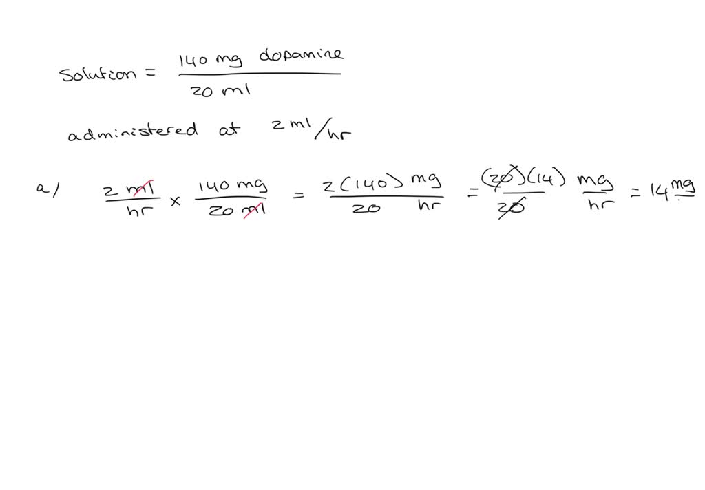 SOLVED: A solution consisting of 170mg of dopamine in 50mL of solution ...