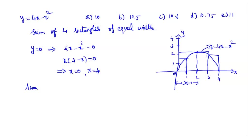 Multiple Choice If an MRAM sum with four rectangles of equal width is used to approximate the ...