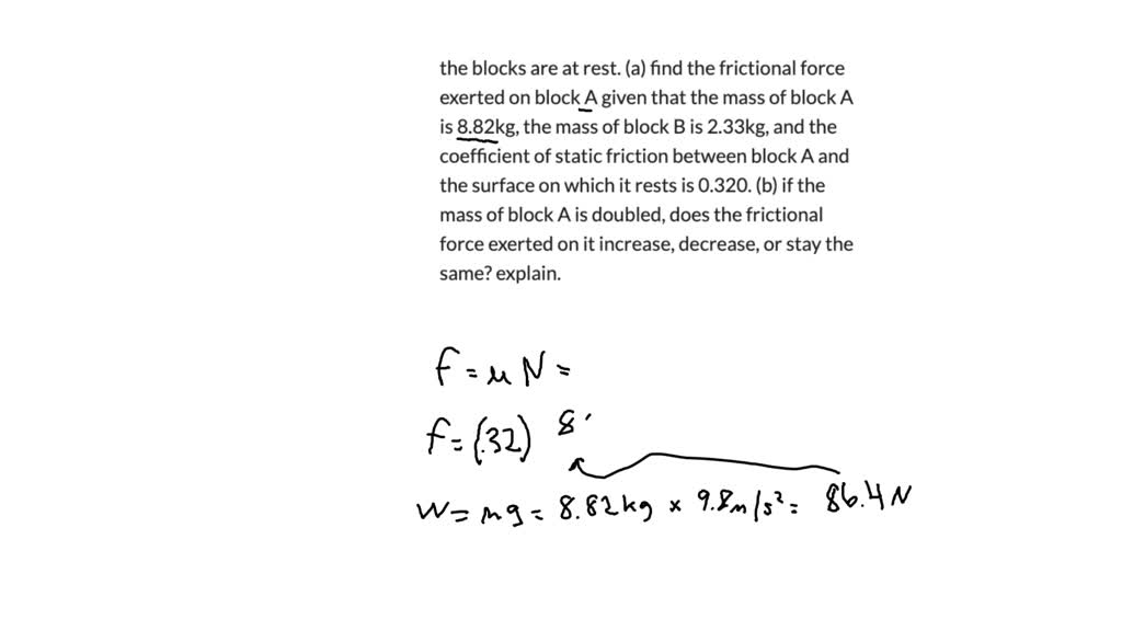 Solved The Blocks Are At Rest A Find The Frictional Force Exerted
