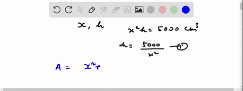 SOLVED:Constructing a Box An open box with a square base is to be constructed so that the area ...