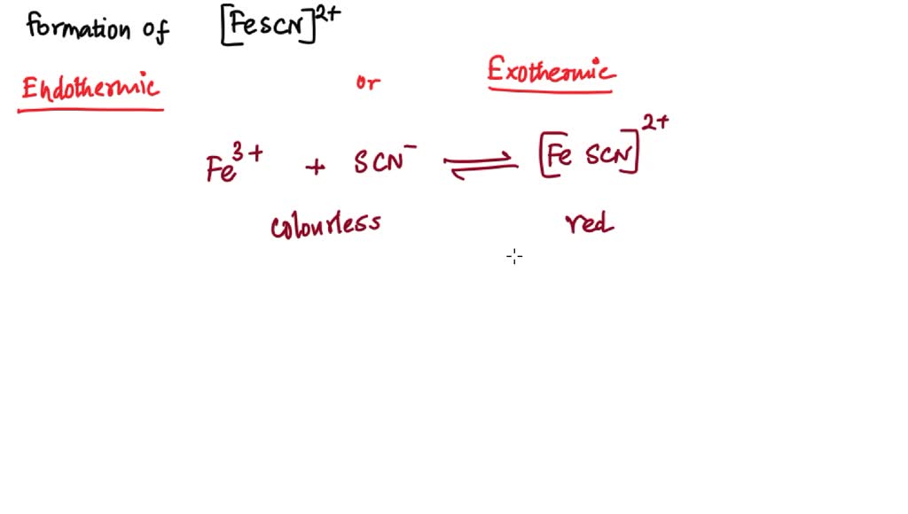 SOLVED: Is the formation of the iron thiocyanate complex ion (FeSCN2 ...