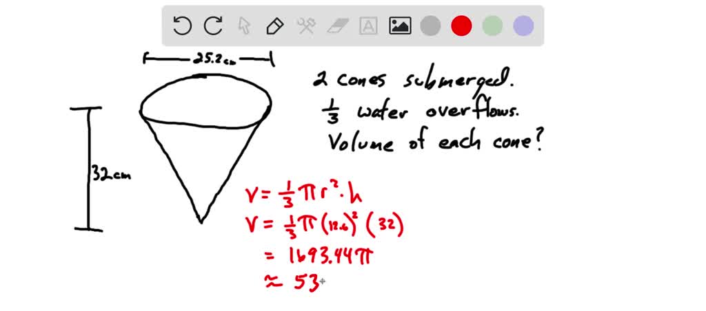 SOLVED: A vessel in the form of an inverted cone is filled with water ...
