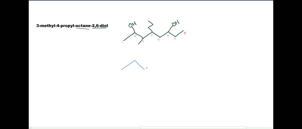 SOLVED: Draw 3-methyl-4-propyl-octane-2,6-diol. Explain