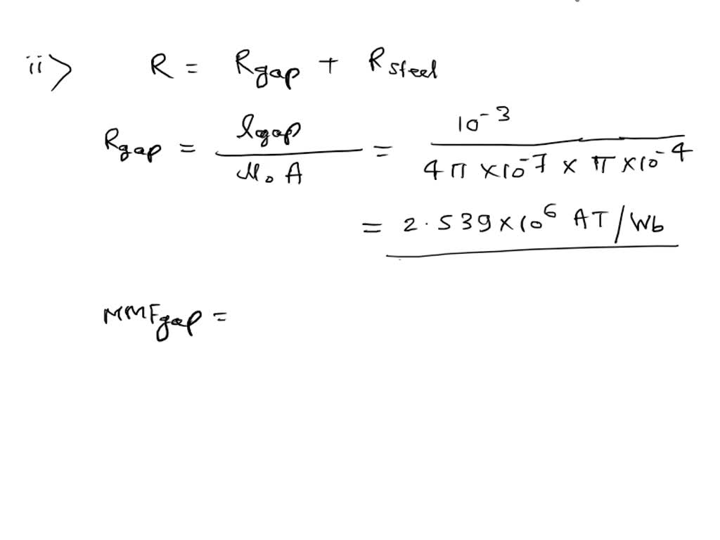 SOLVED: Determine magnetomotive force, magnetic flux, reluctance and ...