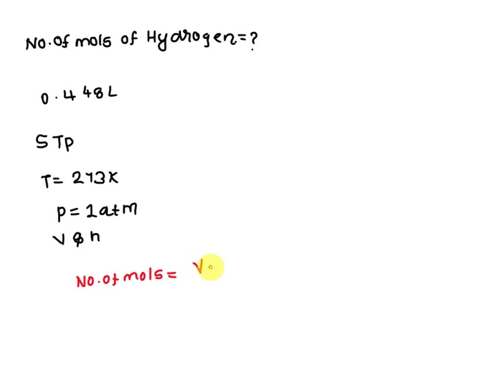 Solved Calculate The Number Of Moles Of Hydrogen In 0 448 Litre Of