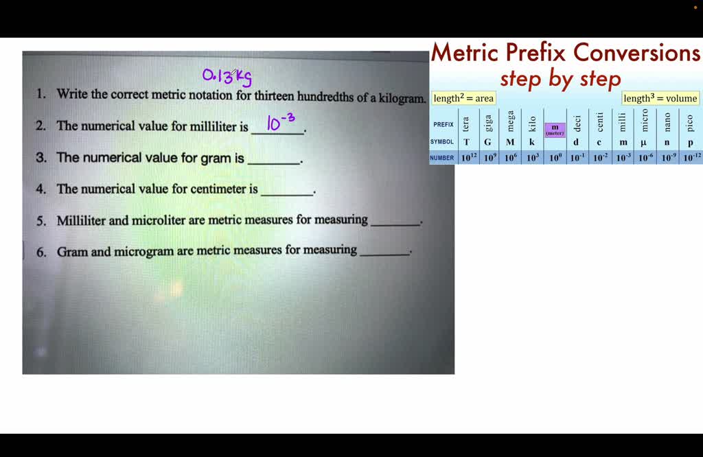 SOLVED Write The Correct Metric Notation For Thirteen Hundredths Of A SOLVED Write The Correct Metric Notation For Thirteen Hundredths Of A