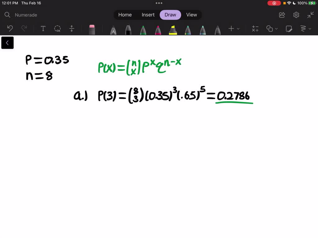 SOLVED: Consider a binomial probability distribution with p=0.35 and n ...