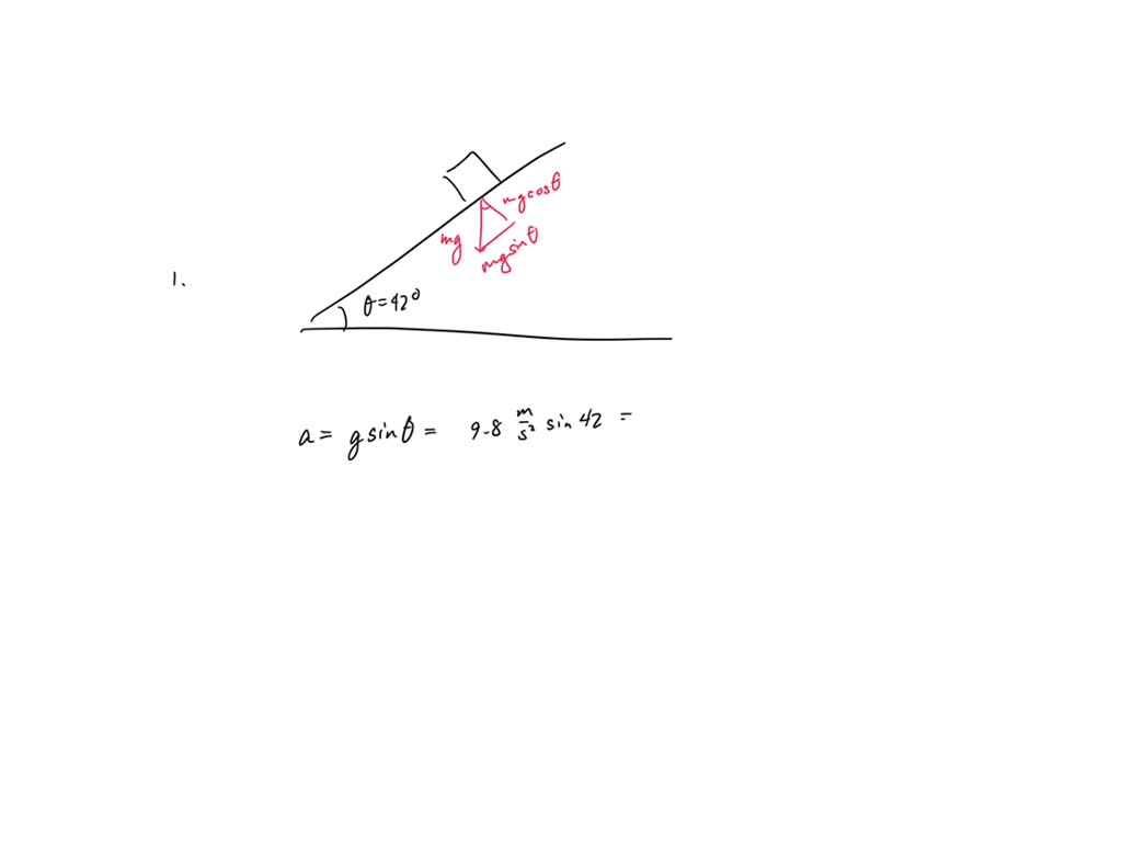 SOLVED: An ice cube slides without friction down a ramp. The angle of the ramp is 42 degrees ...