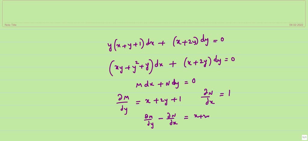 SOLVED: Determine an integrating factor to transform the differential ... SOLVED: Determine an integrating factor to transform the differential ...