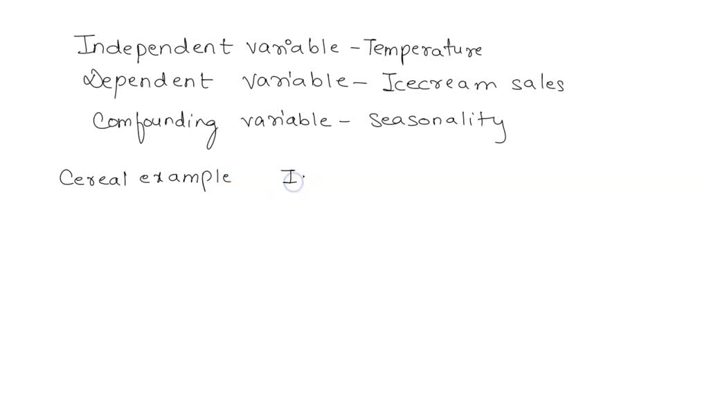 it is independent variables , dependent variables, confounding variables Let's consider both the ...