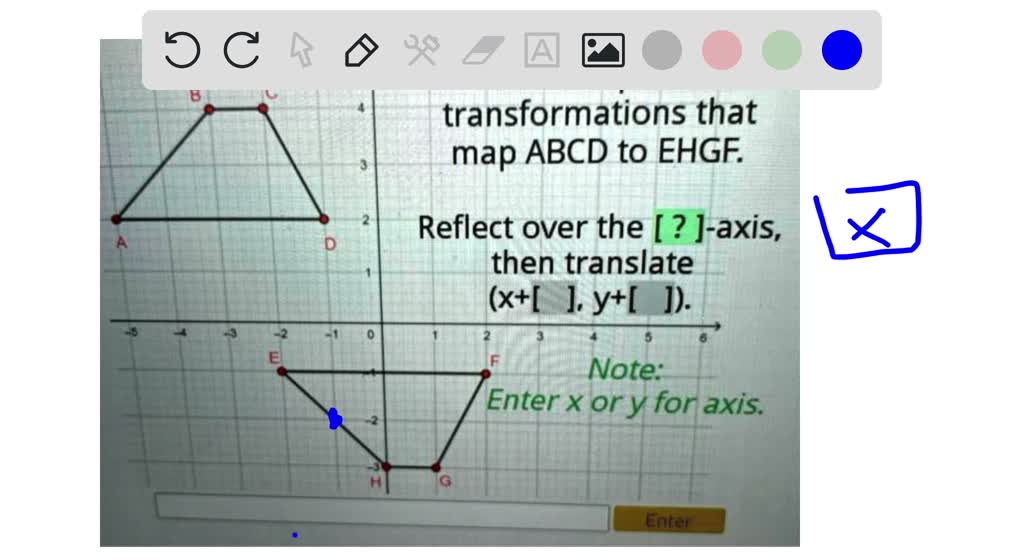 SOLVED: Find the composition of transformations that map ABCD to EHGF. Reflect over the y-axis ...