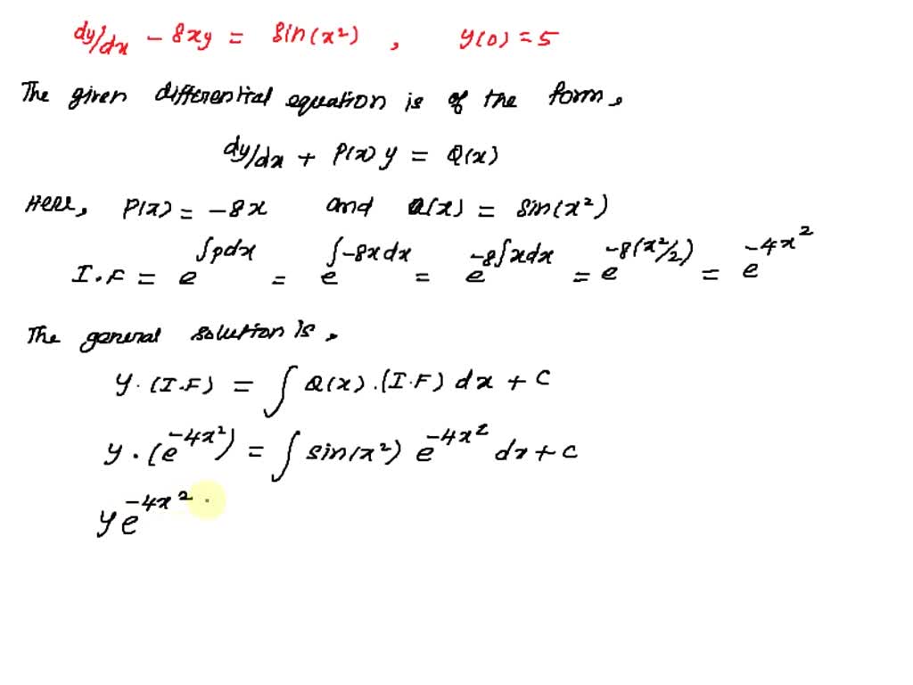 SOLVED: Express the solution of the given initial-value problem in terms of an integral-defined ...