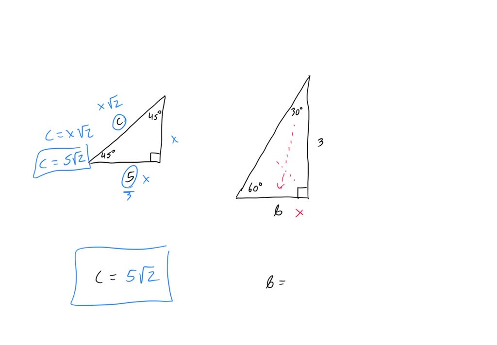 1. The figure below shows two special triangles a) What is the ...