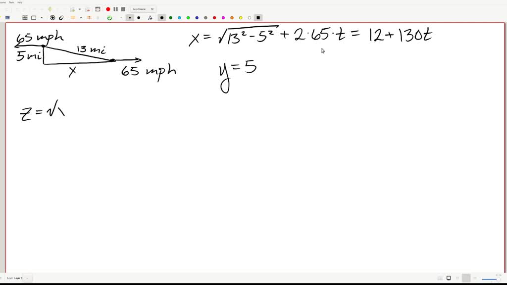 SOLVED: Two buses are driving along parallel freeways that are 5 mi ...