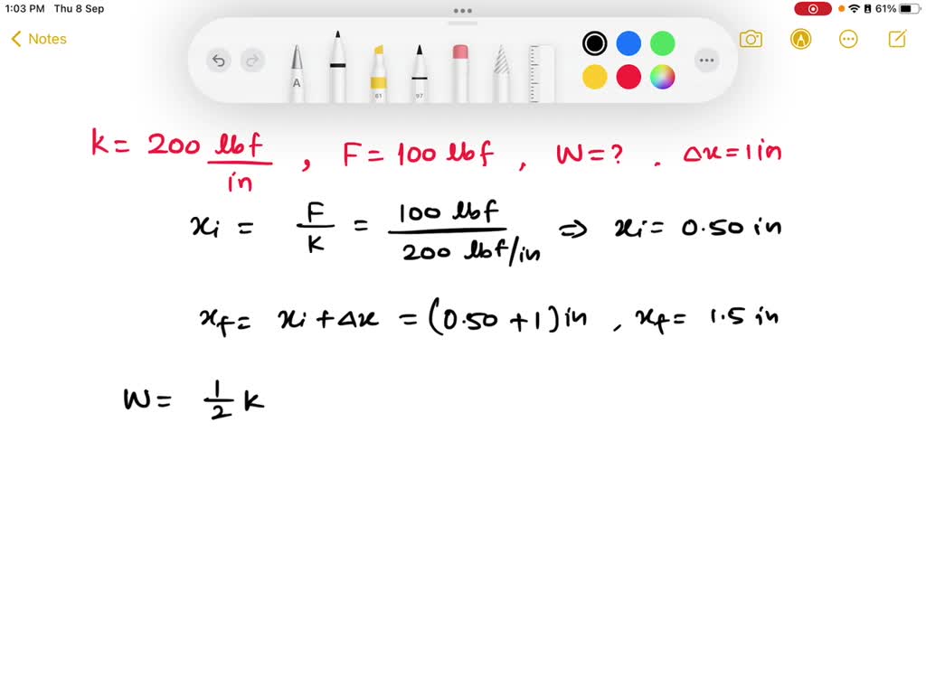 SOLVED: A spring whose spring constant is 200 lbf/in has an initial ...