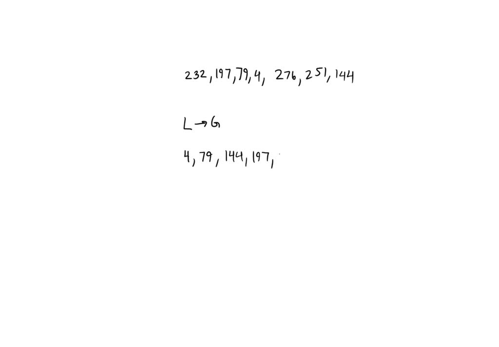 SOLVED: Calculate the Median for the following set : 232, 197, 79, 4 ...