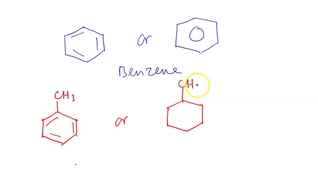 SOLVED: Draw the aromatic compound toluene (methylbenzene). Show all ...