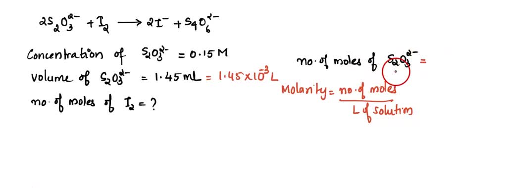 Consider the following balanced redox reaction. 2S2O32- + I2 → 2I ... Consider the following balanced redox reaction. 2S2O32- + I2 → 2I ...