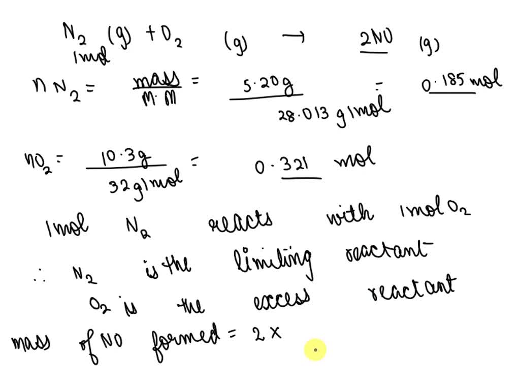 SOLVED: For the following reaction, 5.20 grams of nitrogen gas are allowed to react with 10.3 ...
