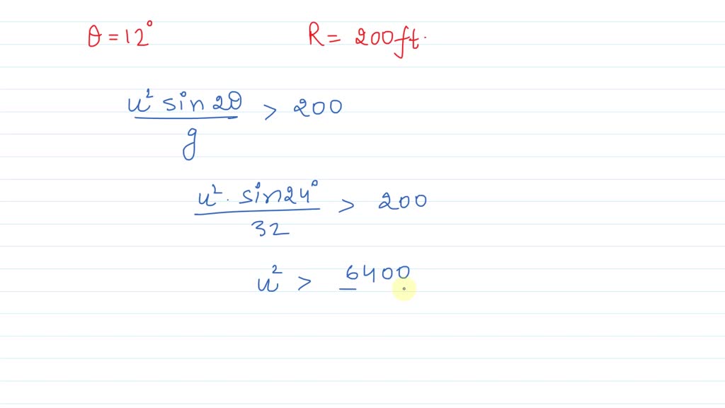 SOLVED: A projectile is fired from ground level at an angle of 12^∘ with the horizontal. The ...