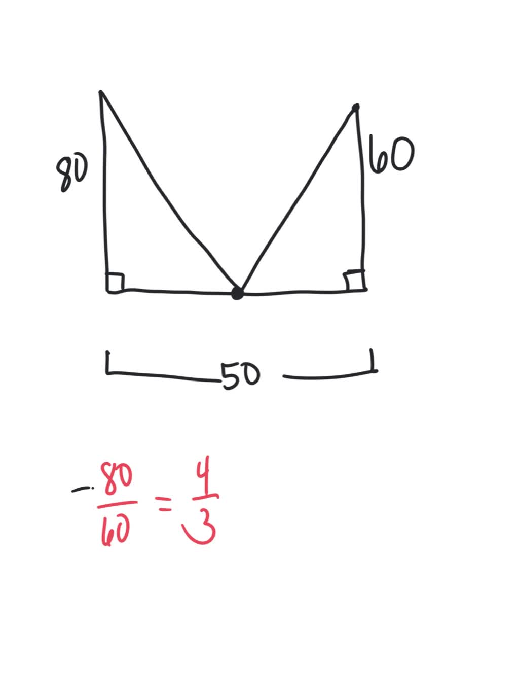SOLVED: Two buildings are 20m and 25m high. If the buildings are 12m ...