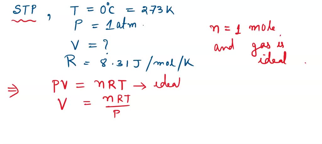 SOLVED: Molar volume is the volume occupied by 1 mole of any (Ideal ...