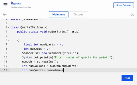 part awrite the quartstogallons java class that declares a named constant to hold the number of ...