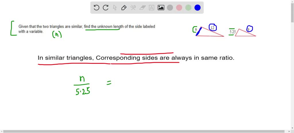 SOLVED: Given that the two triangles are similar; find the unknown ...