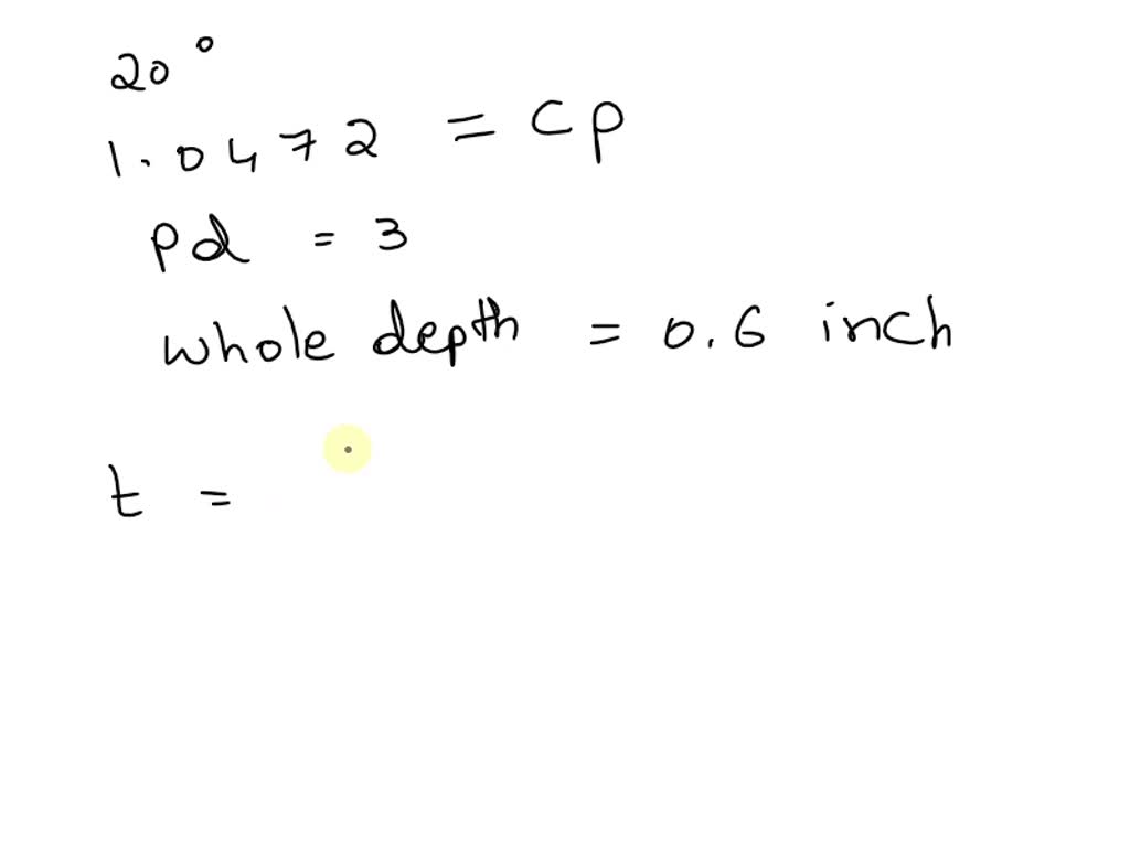 SOLVED: Find the tooth thickness, in inches, on the tooth circle of a ...