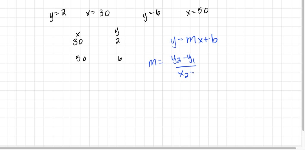 X is partly constant and partly varies as y when y =2,x=30 and y =6, x=50 find the relationship ...