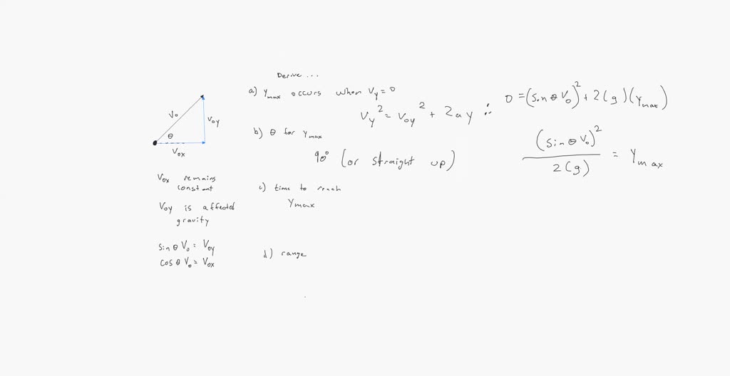 SOLVED: For a projectile lunched with an initial velocity of v0 at an ...