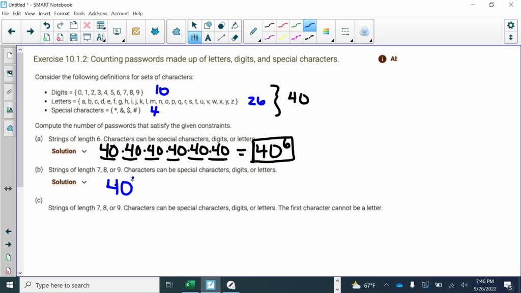 Solved Exercise 1012 Counting Passwords Made Up Of Letters Digits And Special Characters 5630