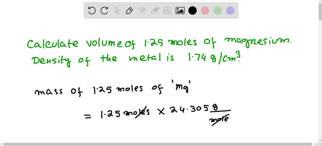 SOLVED: The density of magnesium metal is 1.74 g/cm3 at 25 ∘C . What ...