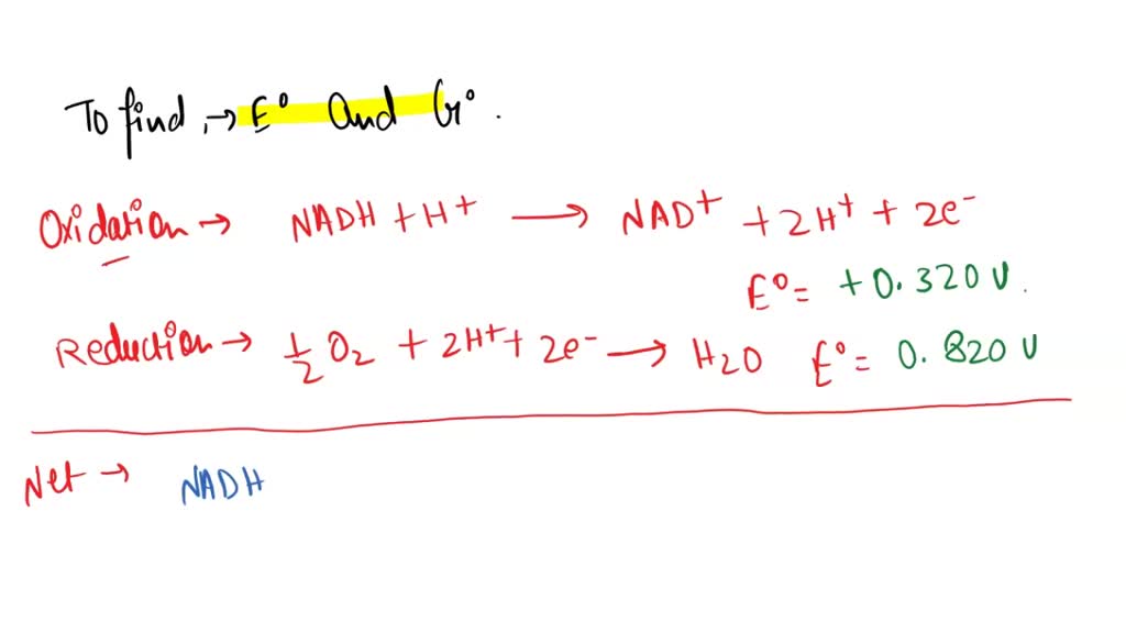 SOLVED: The oxidation of NADH by molecular oxygen can be represented by ...