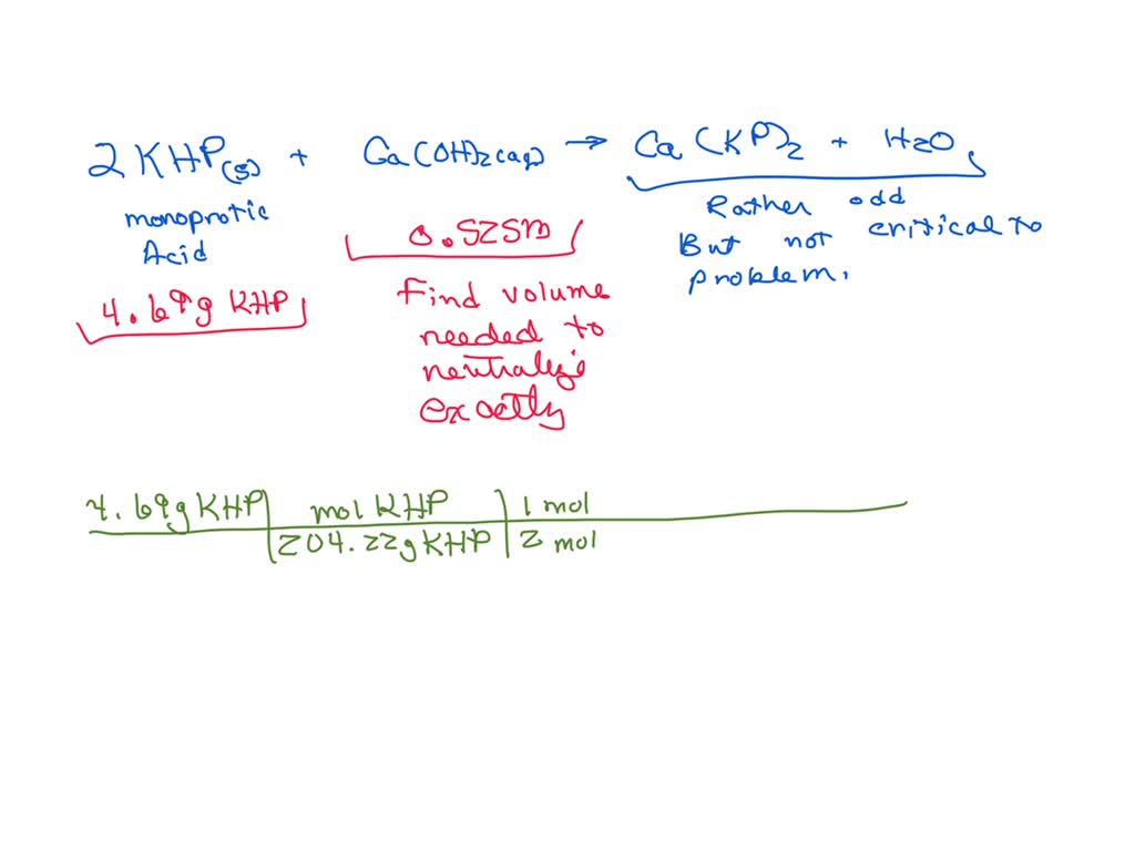 SOLVED: Potassium hydrogen phthalate is a solid, monoprotic acid ...