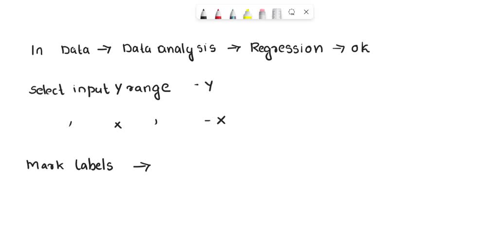 SOLVED: Text: Use the given data set to answer parts (a) and (b). a. Find the regression ...