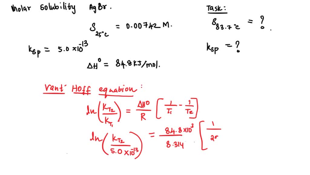 SOLVED: The molar solubility, s, of AgCl(s) in water at 25.0 C is 1.34 10-5 mol/L. The standard ...