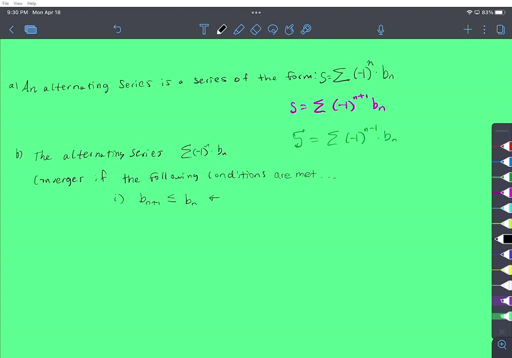 SOLVED: (a) What does it mean for a series to be absolutely convergent ...