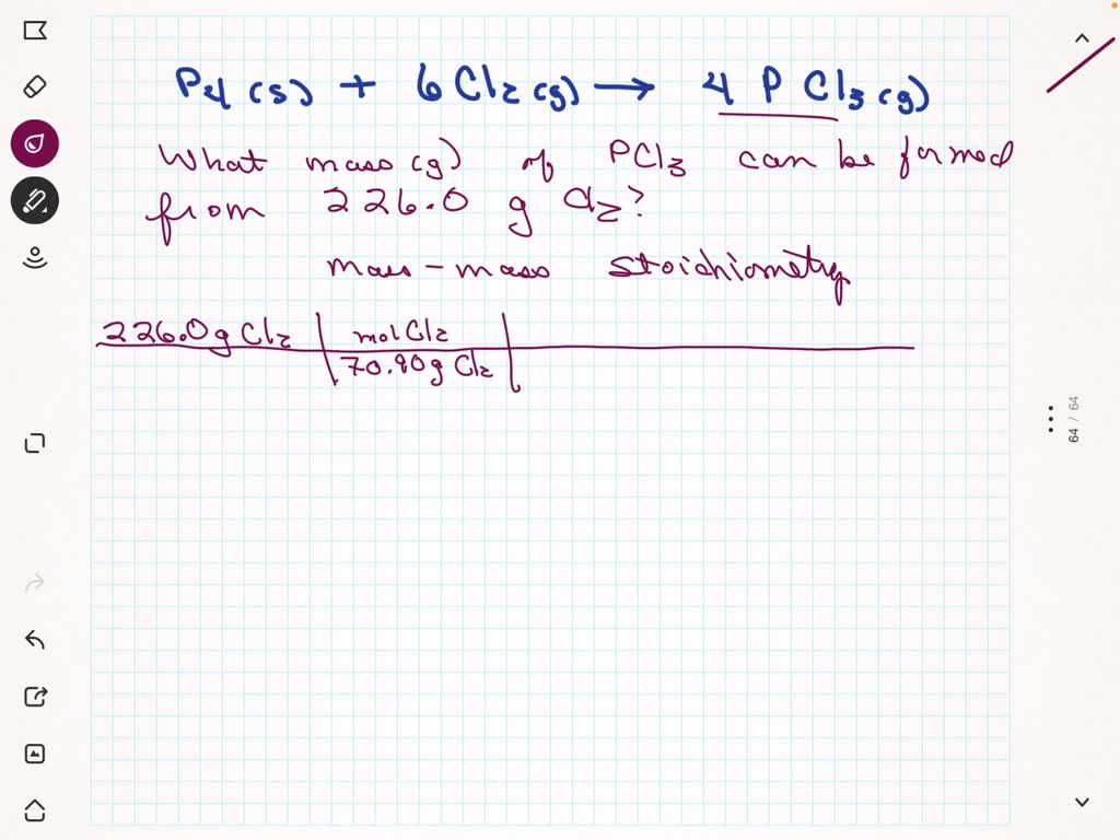 SOLVED: b) The balanced chemical equation is P,(s) + 6 CI,(g) → 4 PCI ...