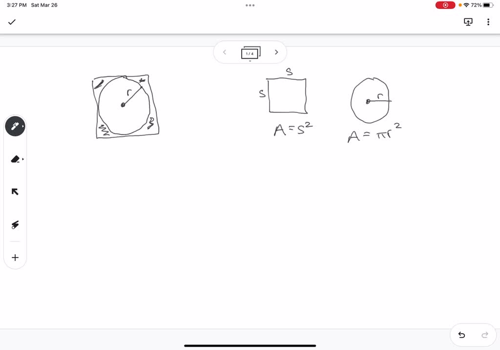 SOLVED: A circle is inscribed in a square. Write a function f in terms of the radius r that ...