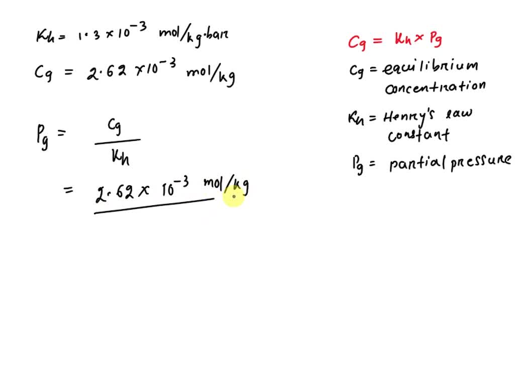 SOLVED: The Henry's law constant for O2 in water at 25 Â°C is 13 x 10 ...