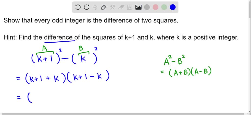 Solved Use Direct Proof T0 Show That Every Odd Integer Is The Difference Of Two Squares Hint