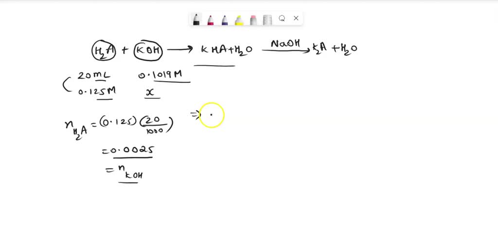 SOLVED: A 20.0-mL sample of a 0.125 M diprotic acid (H2A) solution is ...