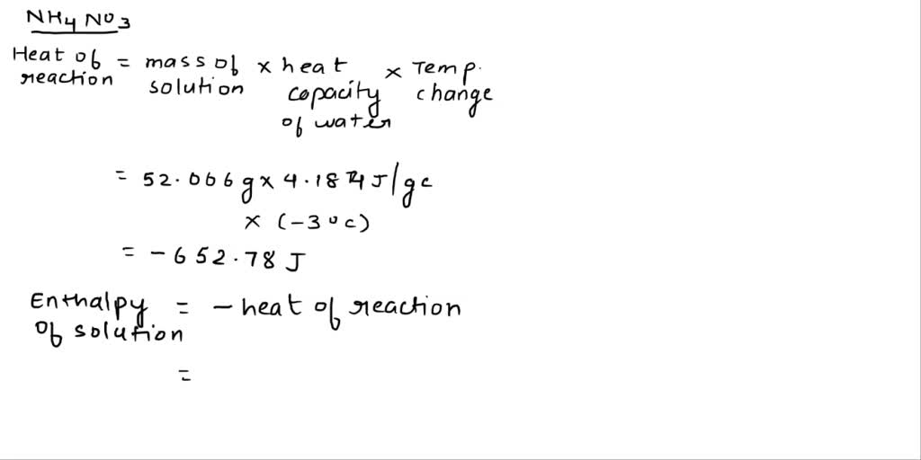 SOLVED: Table: Enthalpy of Solution for Salts - Data and Calculations NHANO MgSO4 1.998 [1] Mass ...