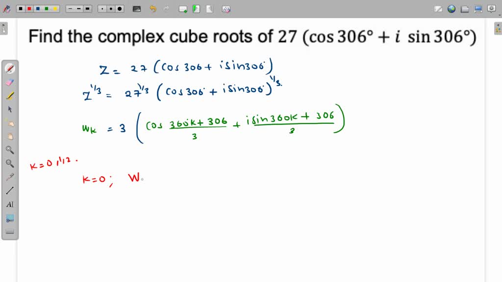 SOLVED Find The Cube Roots Of 27 cos 5 I Sin