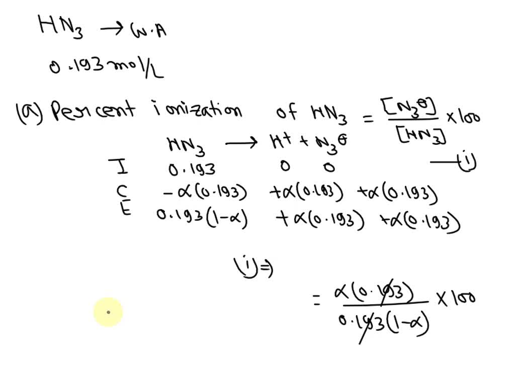 SOLVED: Hydrazoic acid, HN3, is a monoprotic acid with pKa = 4.72 at 25 ...