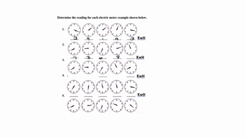 Determine the reading for each electric meter example shown...