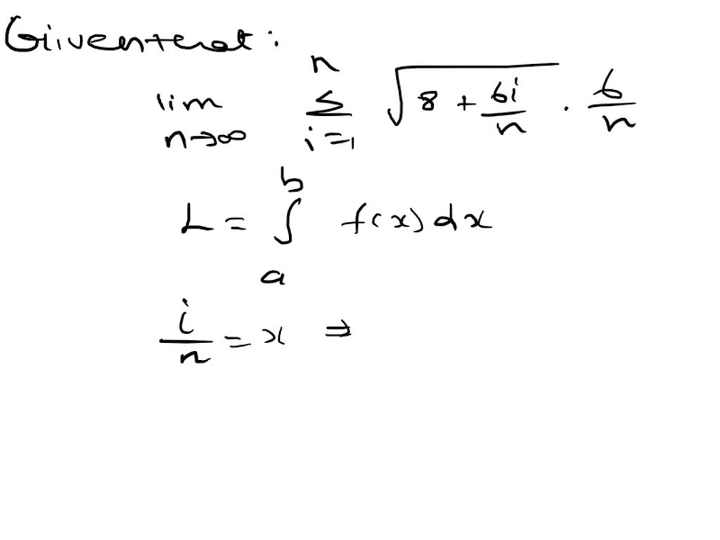 Solved The Limit Is The Limit Of A Riemann Sum With N Subintervals Of