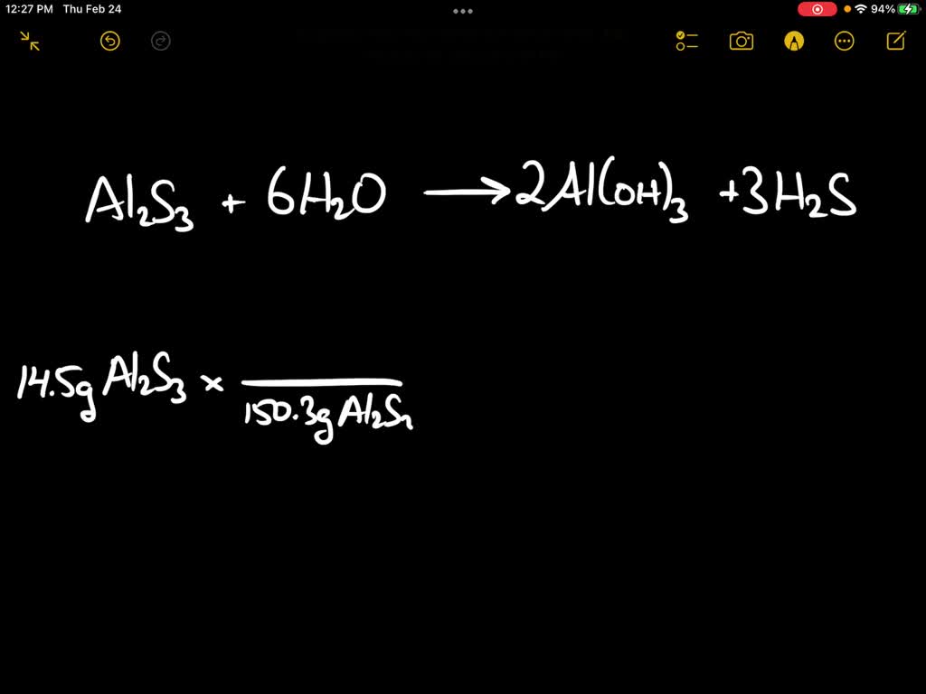 SOLVED: Aluminum sulfide reacts with water as described below. Al2S3(s ...