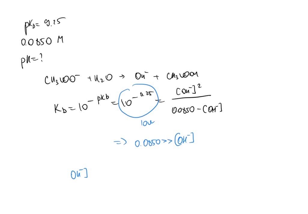 SOLVED: Calculate the pH of a solution of sodium acetate with a concentration of 0.0850 mol/dm3 ...
